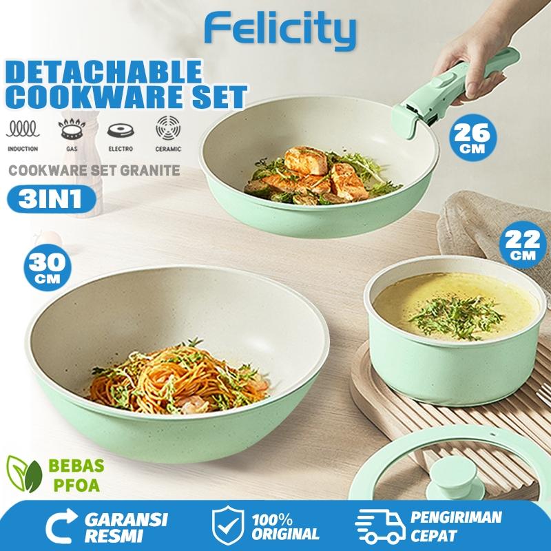 Felicity-Wajan Panci SET 3IN1 & 2IN1 ANTI LENGKET Bahan Aluminium ...