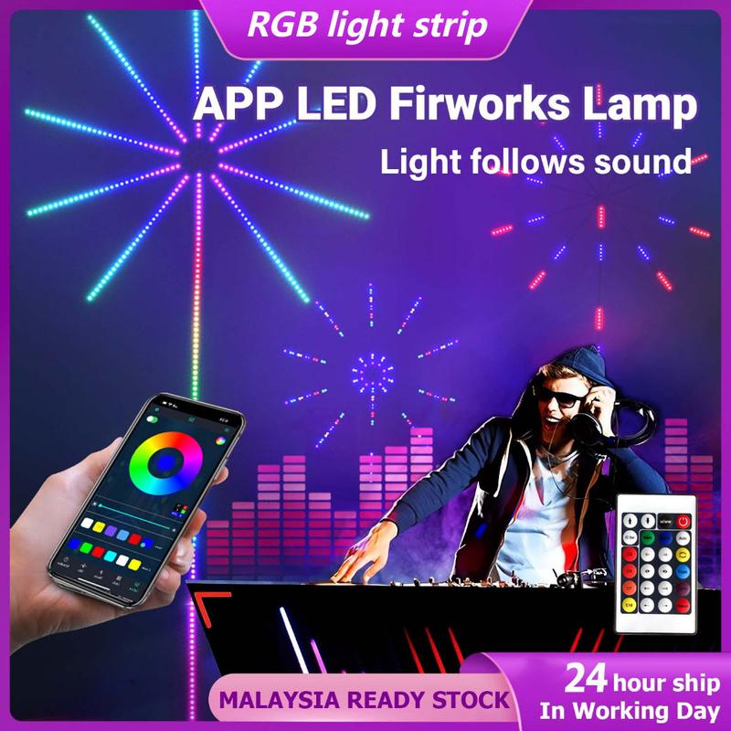 Jalur Lampu LED Bunga Api, Warna RGB, Lampu Peri Festoon, Kawalan ...