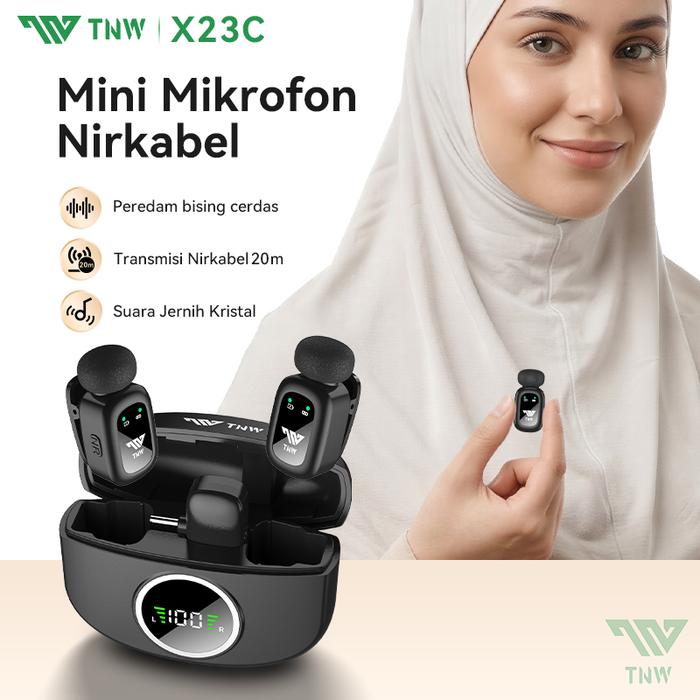Promo TNW X23C Wireless Microphone Mic Clip on Dual Mikrofon Lavalier ...
