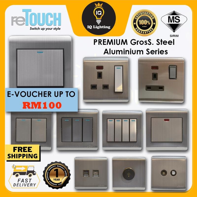 (SIRIM APPROVED) Retouch Premium Gross Steel Electric Wall Switch ...
