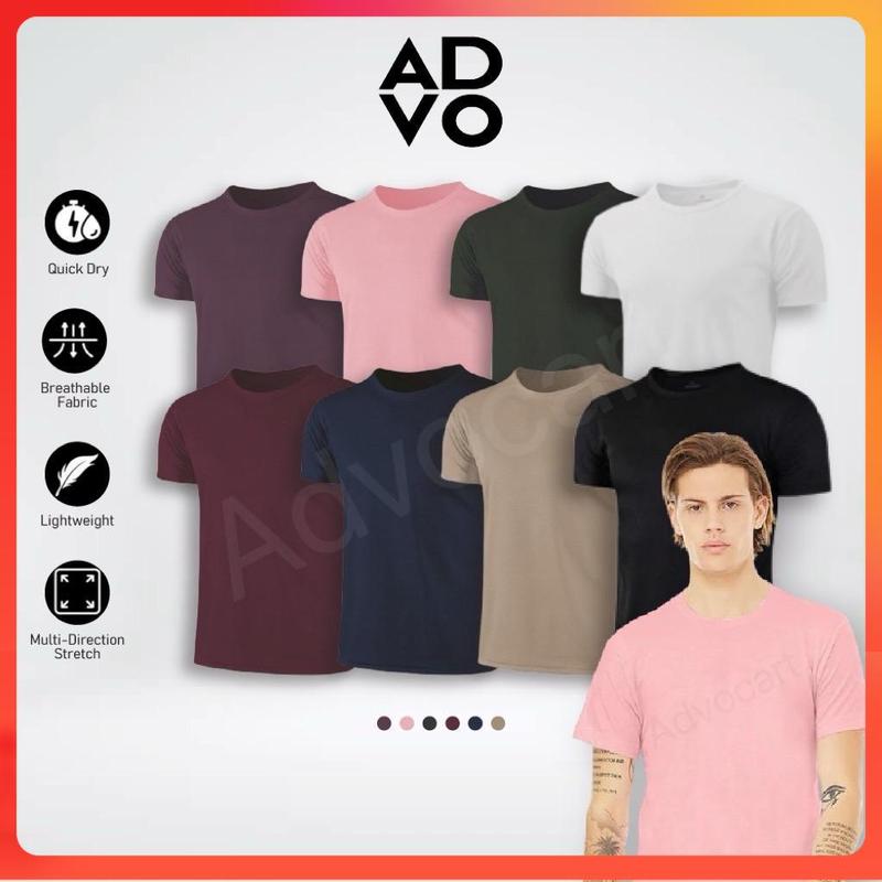 Kemeja-T Microfiber, ADVO, Untuk Lelaki, Leher Bulat, Lengan - TikTok ...