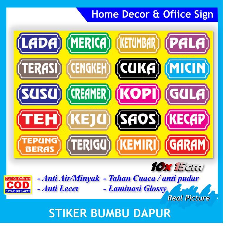 Label stiker nama bumbu dapur sticker tempat masak dapur rumah - Shop ...