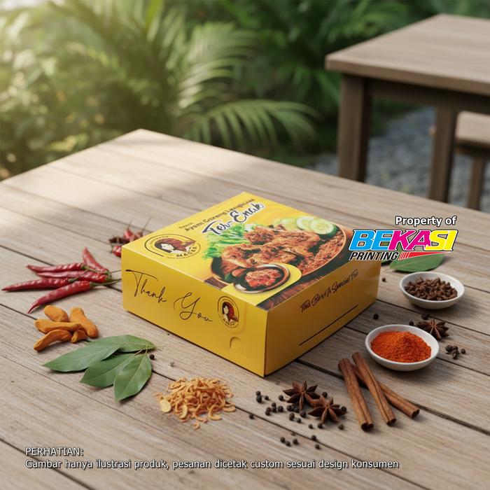 Jual 18x18x7 cm Dus Kotak Kemasan Nasi Bebek Ayam Box Katering CETAK ...