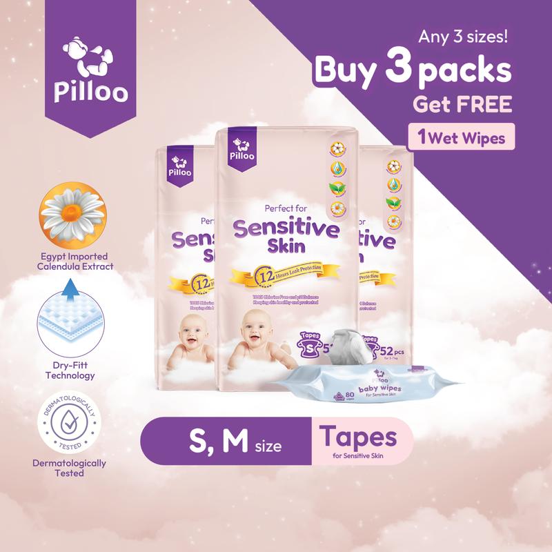 Pilloo Baby Diaper Tapes [3 PACKS] + [1 BABY WIPES] | Egypt - TikTok ...