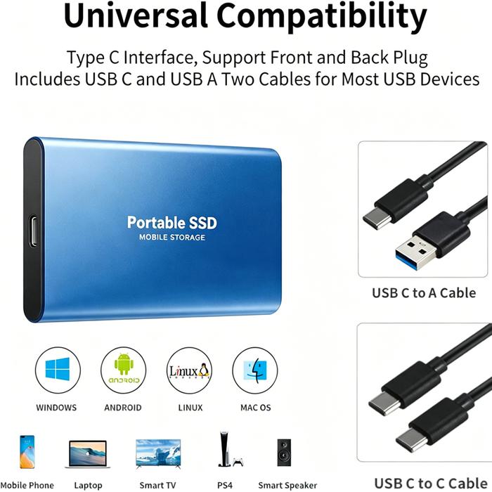 Promo Hard Drive Eksternal 1/2/4TB, SSD Portabel, Solid State Drive ...