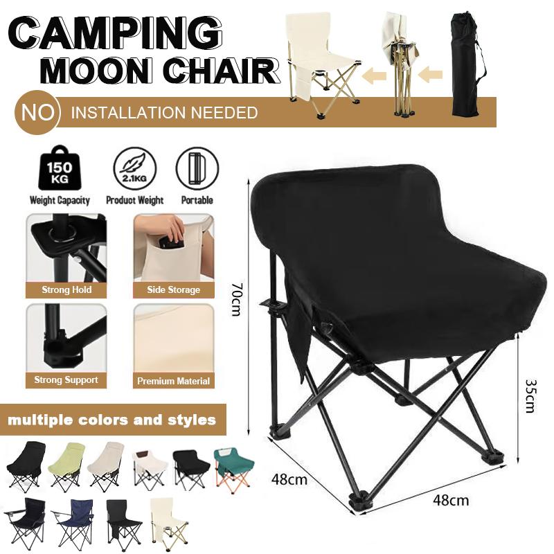 Outdoor Camping Portable Folding Moon Chair Backrest Armrest - TikTok ...