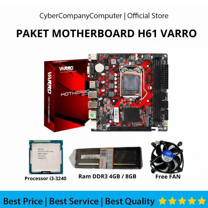 Promo Paket Motherboard Core i3-3240 - Mainboard H61 Varro Nvme ...
