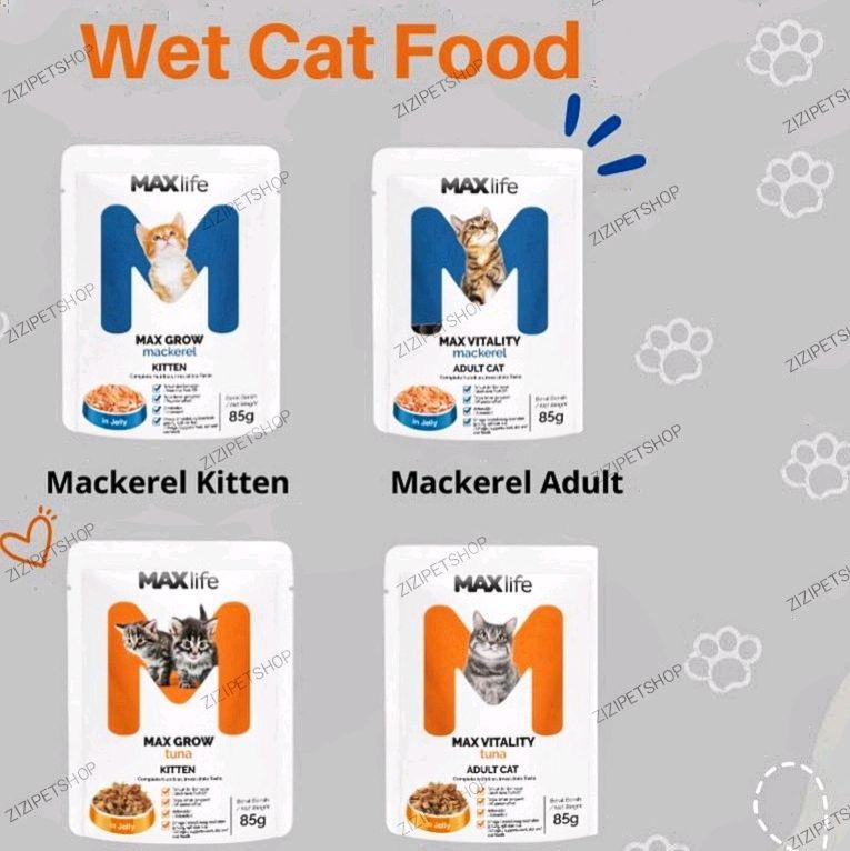Max Life Pouch kitten dan adult - makanan kucing basah wetfood 85 gram ...