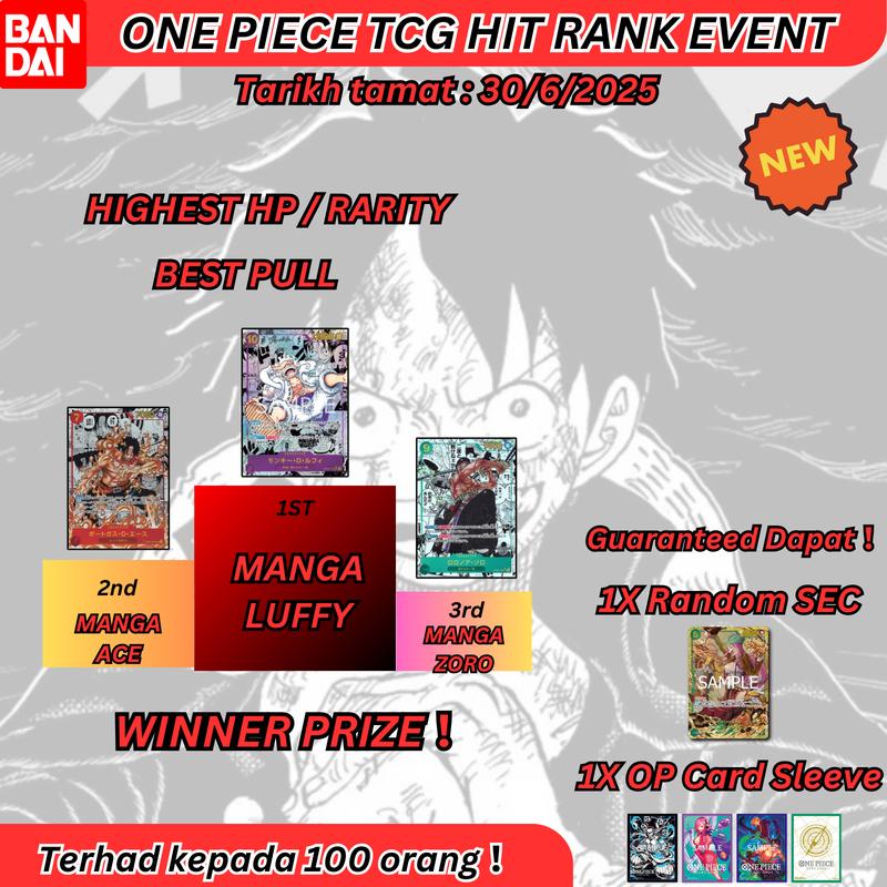 ONE PIECE TCG HIT RANK EVENT TERHAD KEPADA 100 ORANG - TikTok Shop Malaysia