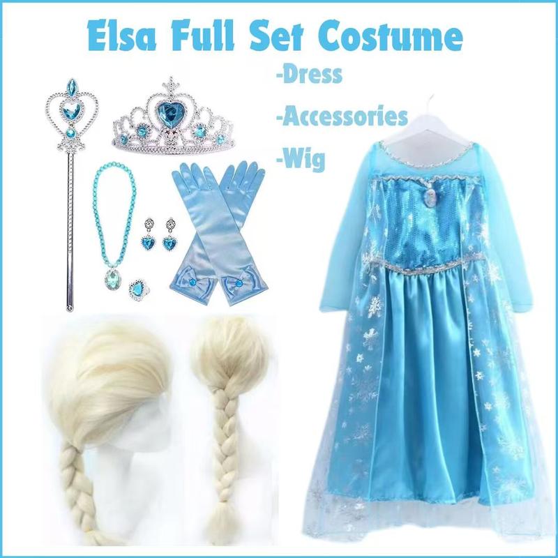 Frozen Elsa Costume for Girls (1-8 Years Old) - Dress & Accessories ...