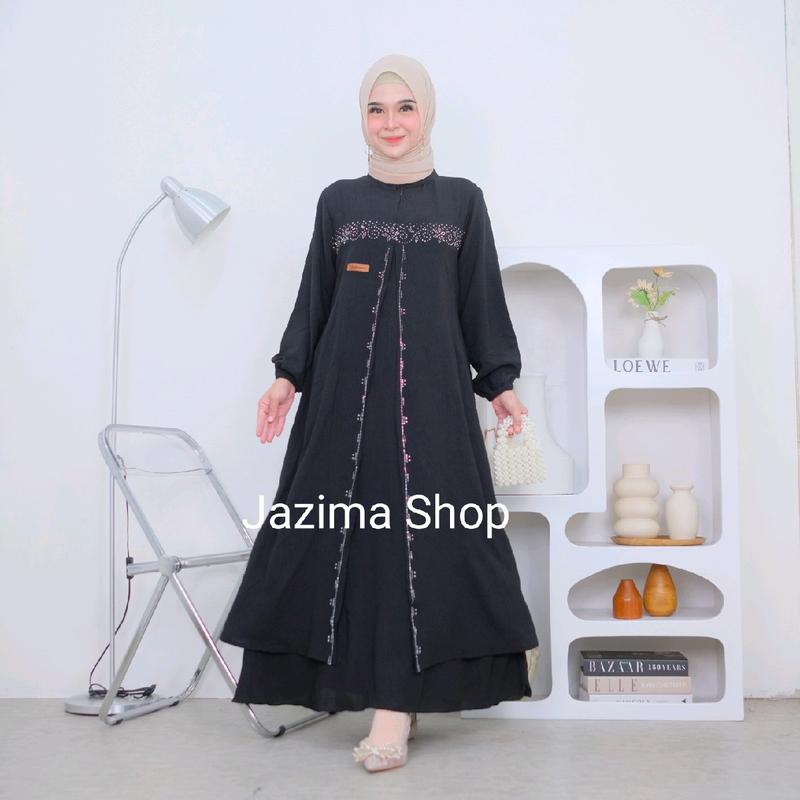 Gamis Muslim Wanita Fatimah Dress Cringkle Swaroski Premium Airflow ...