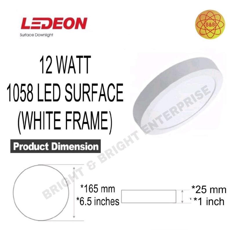 Lampu Surface LED Murah Berkualiti Ledeon 1058 Round white 12W/18W/25W ...
