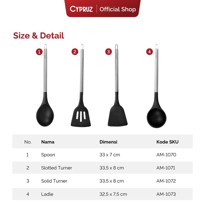 Cypruz Kitchen Utensil Spatula Silicone Black Series - Shop | Tokopedia