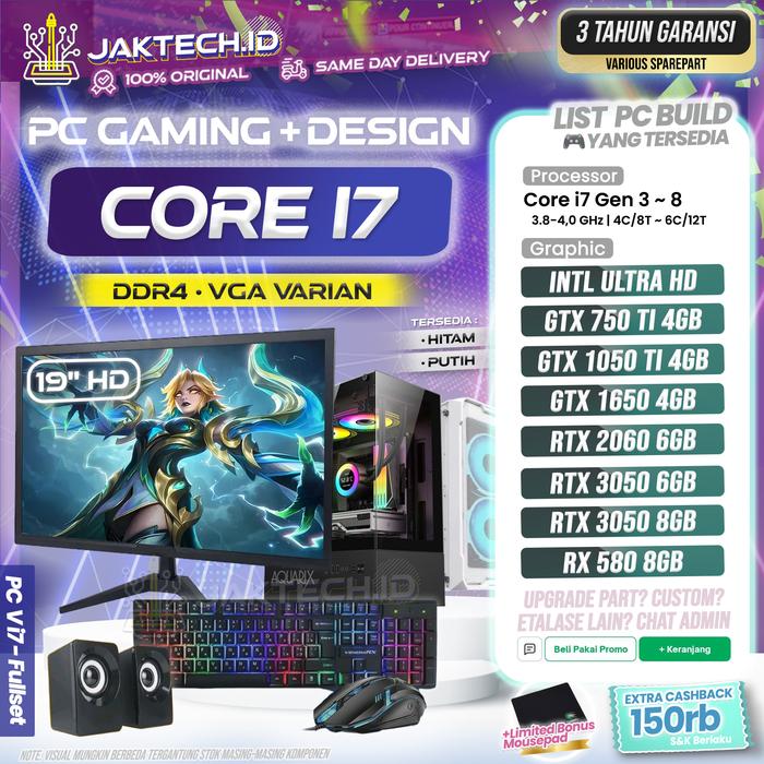 Promo PC Rakitan Gaming Core i7 / RTX 3050 GTX 750 1050 1650 1660 2060 ...
