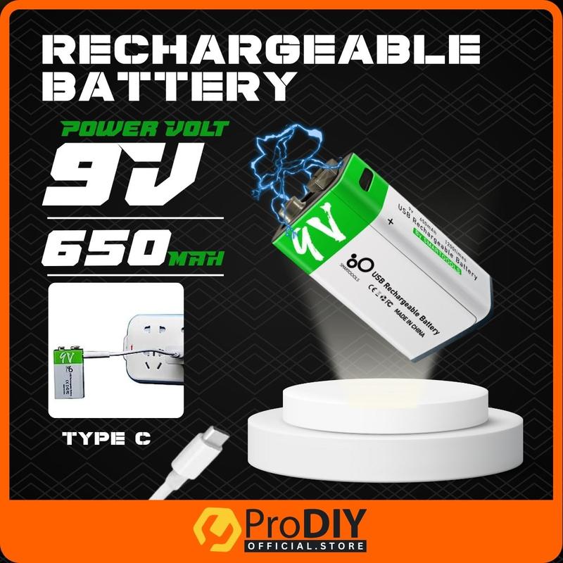 Rechargeable USB Cable Type C Battery 9V Lithium Ion Fast Charge ...