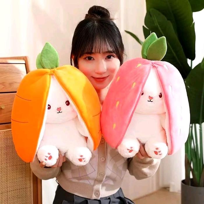 Promo Boneka Kelinci Strawberry Wortel Flip Resesible Ukuran 30 Cm ...