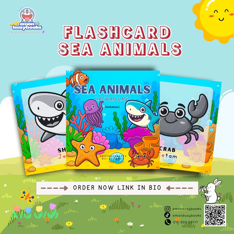 FLASCARD SEA ANIMALS - play matching velcro (dwibahasa) - TikTok Shop ...