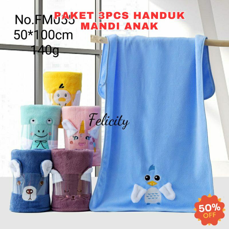 Paket 3pcs Handuk Anak Baby 50x100 CM - Shop | Tokopedia