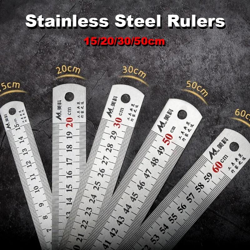 15/20/30/50cm Stainless Steel Ruler Double Side Centimeter Inches ...
