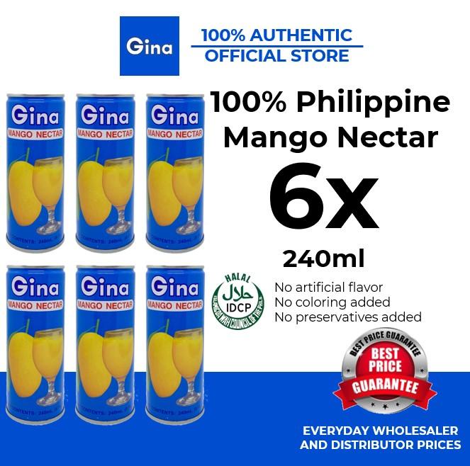 6x Gina Mango Nectar Juice 240mL (6 Cans) - TikTok Shop Philippines