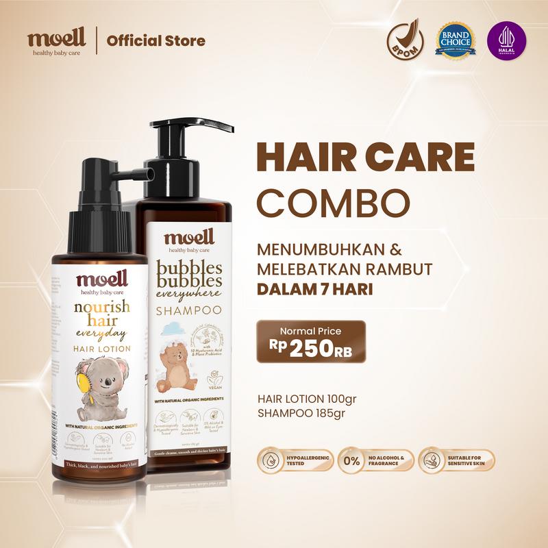 Moell Bundling Hair Care Baby Hair Lotion 100ml & Shampoo 185ml - Shop ...