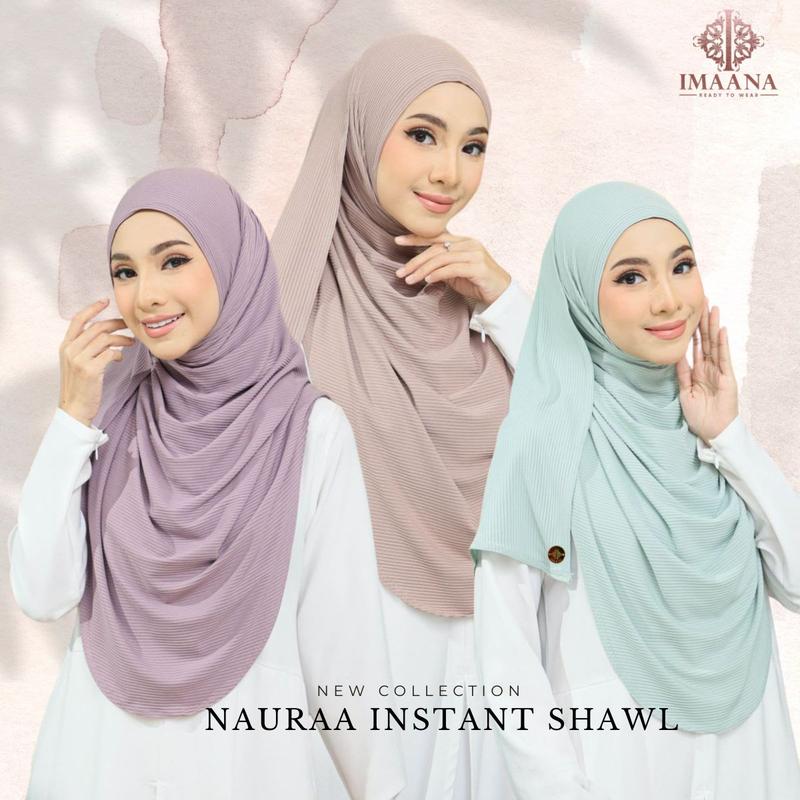 IMAANA NAURAA INSTANT SHAWL [IRONLESS] Hijab Flowy - TikTok Shop Malaysia
