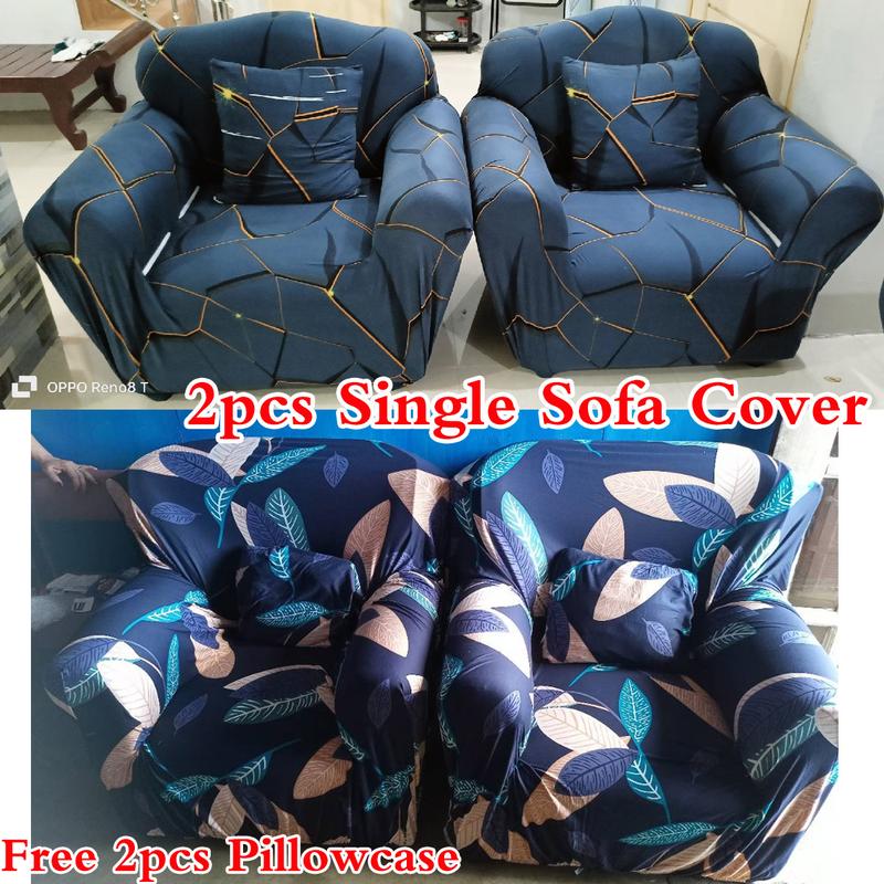 2pcs Single Sofa Cover Set 1 Seater Sofa Cover Single Size Seat ...