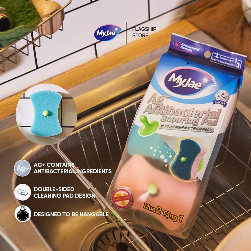 (Beli 1 Percuma 1)MyJae Ag+ Antibacterial Sponge(2+1 Pcs) Span - TikTok ...