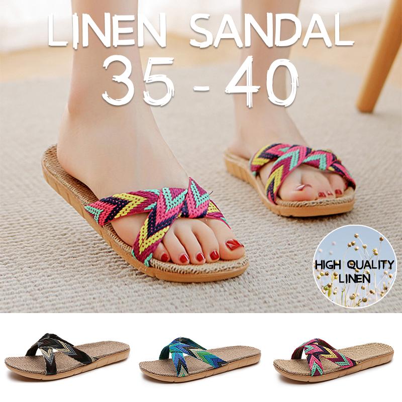 Women Sandals Leisure Linen Sandal Casual Soft Sole Non-Slip - TikTok ...
