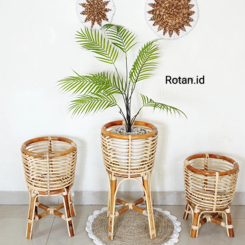 Standing pot rotan alam minimalis - Shop | Tokopedia