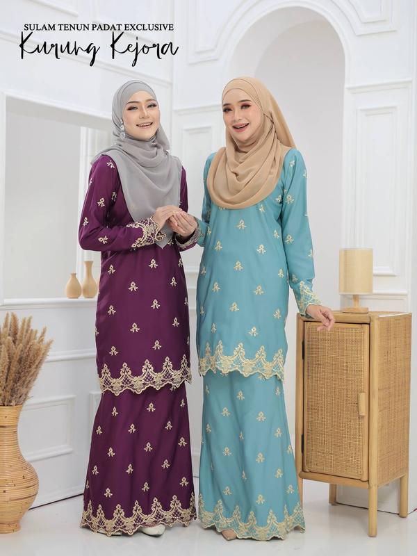 BAJU KURUNG MODEN KEJORA SULAM TENUNAN PADAT Button Clothing Button ...