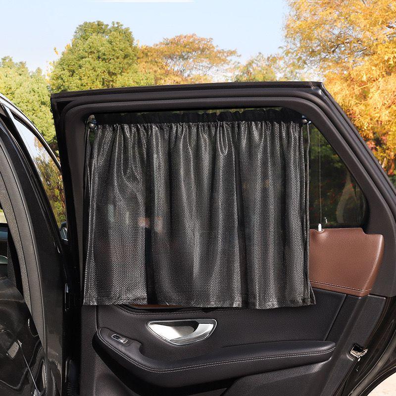 (FIT ALL VEHICLE) Black Car Window Curtains Retractable Sunshade ...