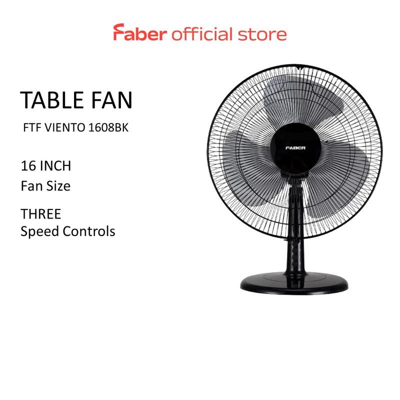 Faber Viento 1608BK 16" Table Fan for Home & Office - 50W Power ...
