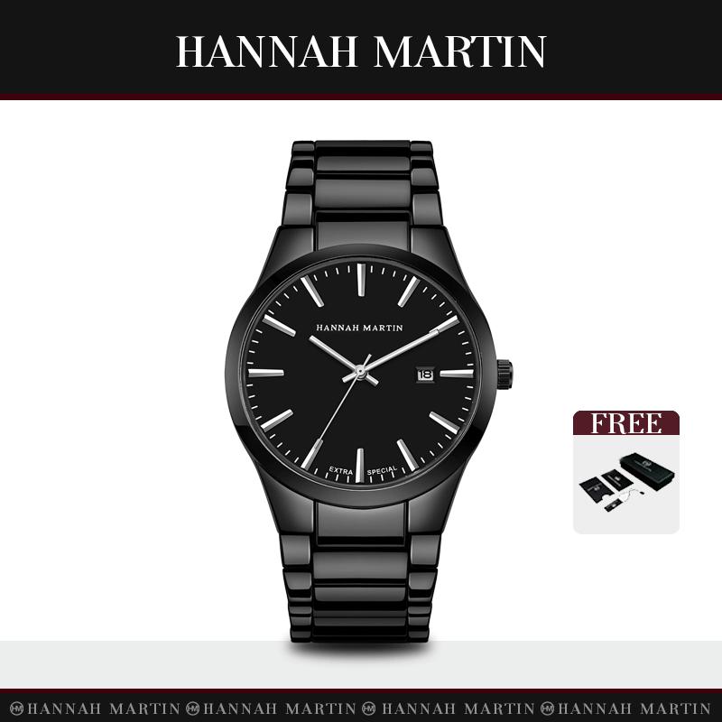 HANNAH MARTIN Jam Tangan Pria 100% Original Business Analog Tanggal ...