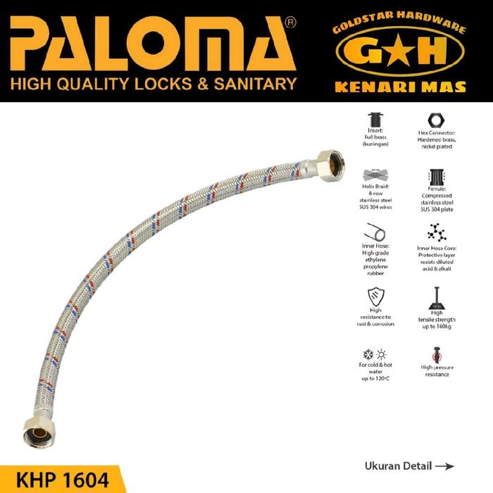 Jual PALOMA KHP 1604 Selang Fleksibel Keran Toilet WC Kran Air Selang ...