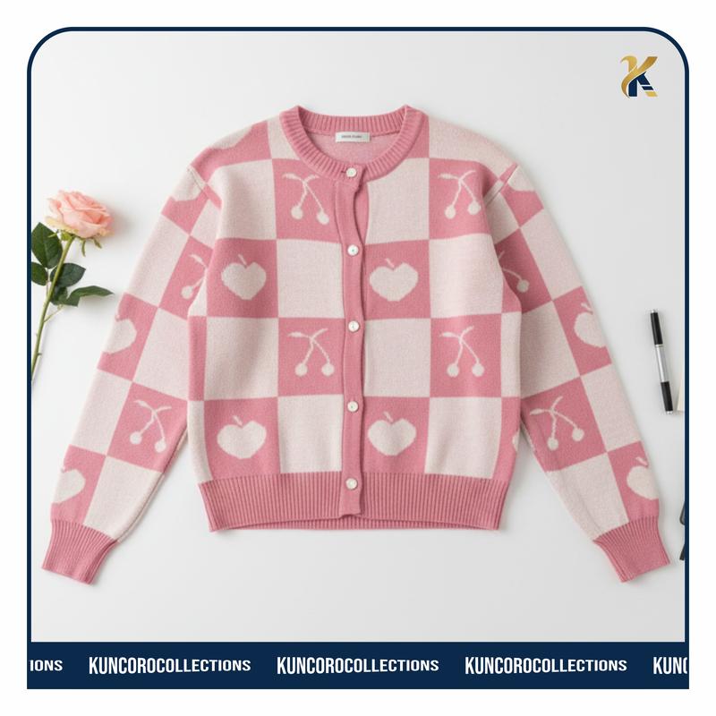 Eksklusif Cardigan Rajut Motif Catur Buah – Outerwear Wanita Korean ...
