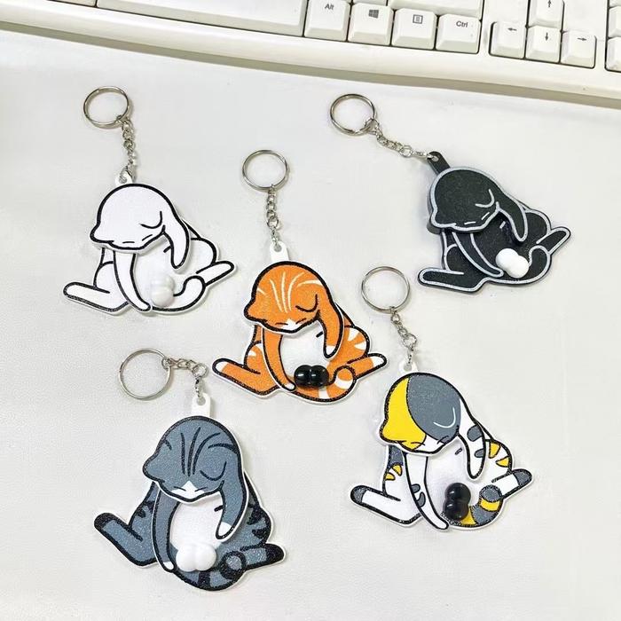 Promo Gantungan Kunci Kucing Lucu - Mainan Viral Bisa Diputar & Ditarik ...