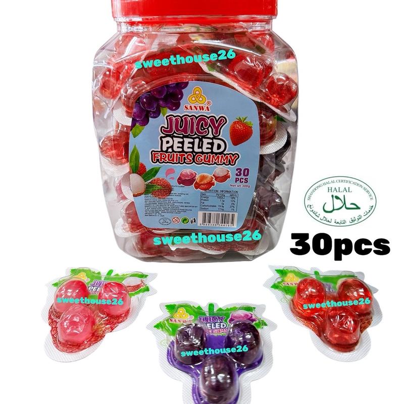 【30pcs/50pcs】Deer DaDa Pure Peeled Gummy Grape/Litchi/Mango/GreenGrape ...