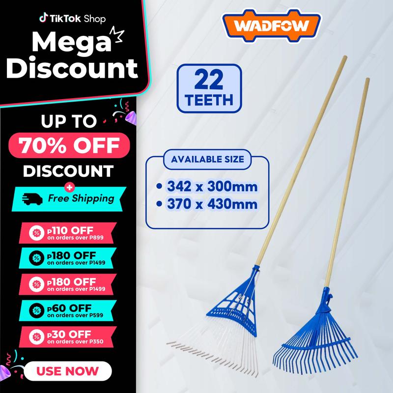 Wadfow 1200mm (22Teeth) Wooden Handle Poly Steel Leaf Rake | - TikTok ...
