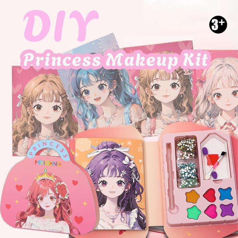 3 in 1 DIY Princess Makeup Kit Children's Handmade Dress-Up Sticker ...