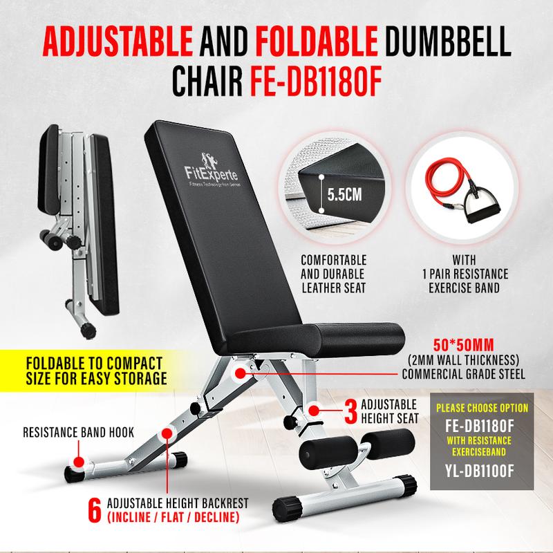FitExperte FOLDABLE Sit Up Bench Adjustable Dumbbell Bench Press ...