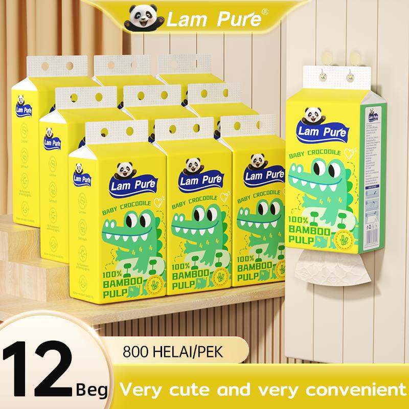 【12 Pek】Tisu Corak Panda Berpulp Buluh Asli 800 Lembar/Pek (120mmx175mm ...