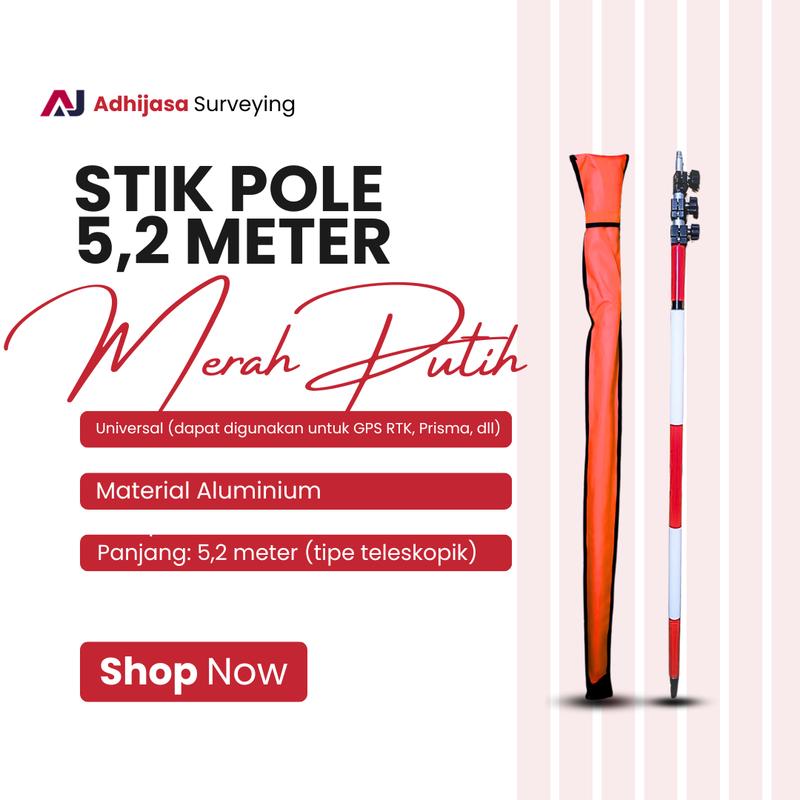 Stik Pole Merah Putih 5.2 Meter – Tiang Ukur GPS/Total Station - Shop ...