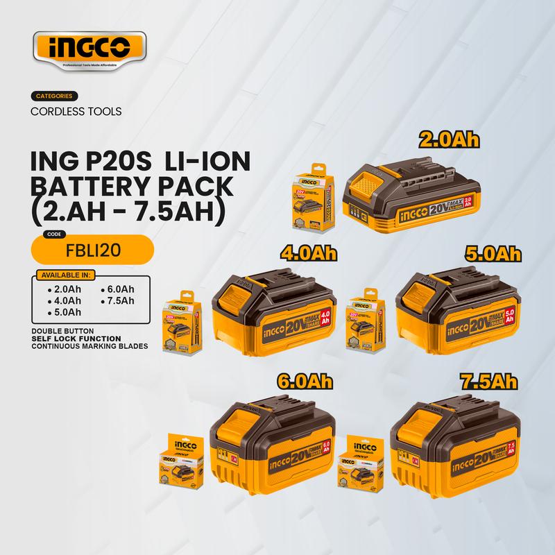 Ingco P20 Series Lithium-Ion Battery Pack 20V 1.5Ah | 2.0Ah - TikTok ...