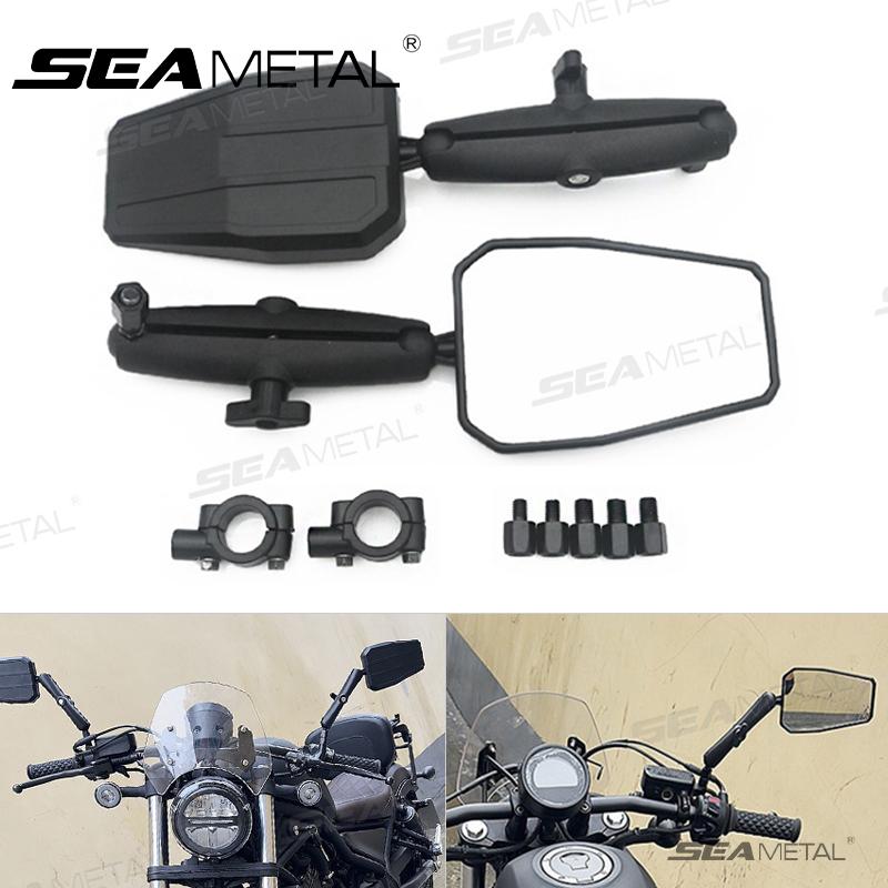 SEAMETAL Motorcycle Foldable Rear View Mirror 360 Degree Rotating ADV ...