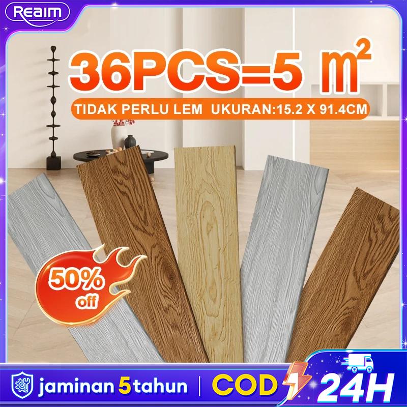 REAIM PVC Floor Vinyl lantai Stiker 91.4cmX15.2cm Vynil Flooring - Shop ...