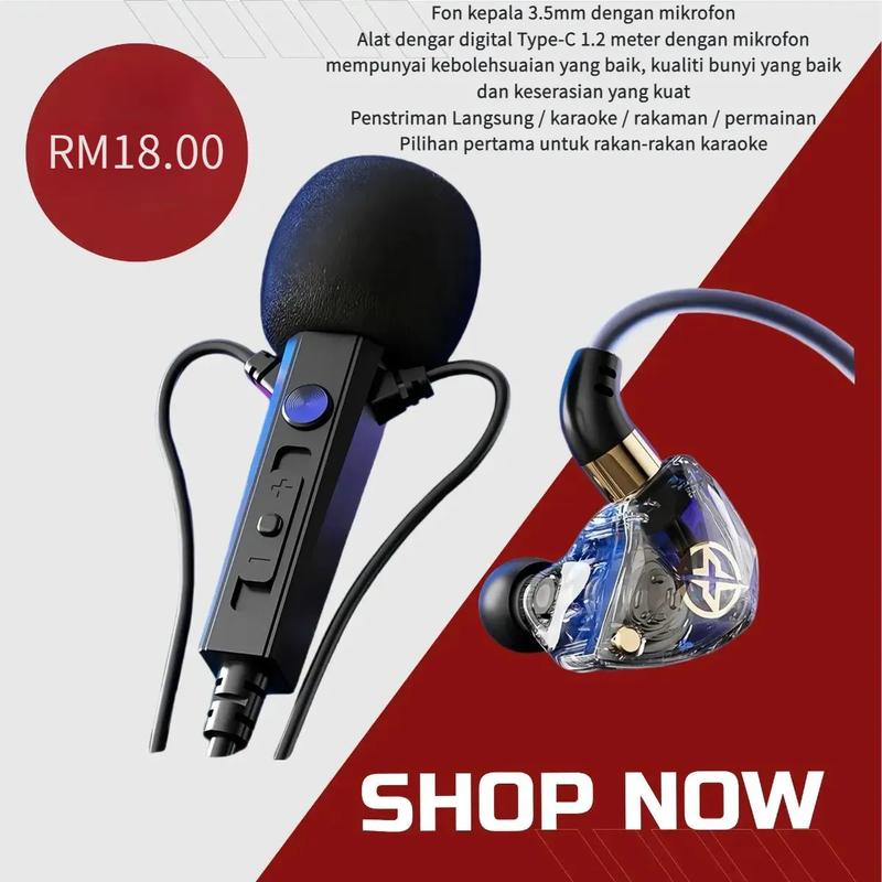 Alat Dengar Muzik, Wayar dalam Telinga 3.5mm, Fon Telinga Monitor ...