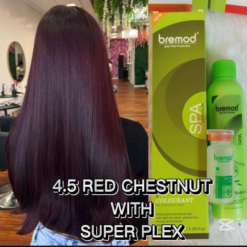 bundle 4.5 RED CHESTNUT hair dye set 100ml with bremod performance ...