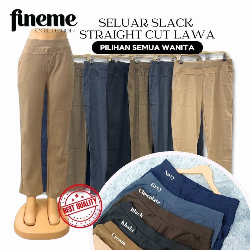 FINEME_ EZZANI SLIM FIT SLACK PANTS LABUH PANJANG WANITA STRETCHABLE ...