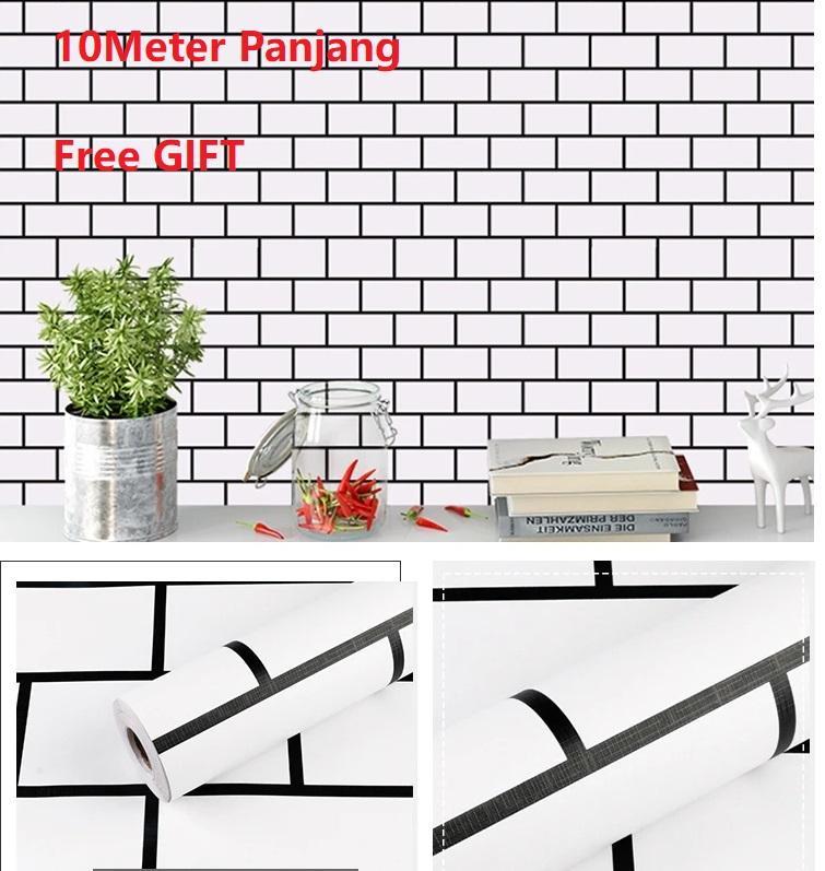 Wallpaper Batu Sticker 10meter Kertas Dinding Simen Brick Shinny ...
